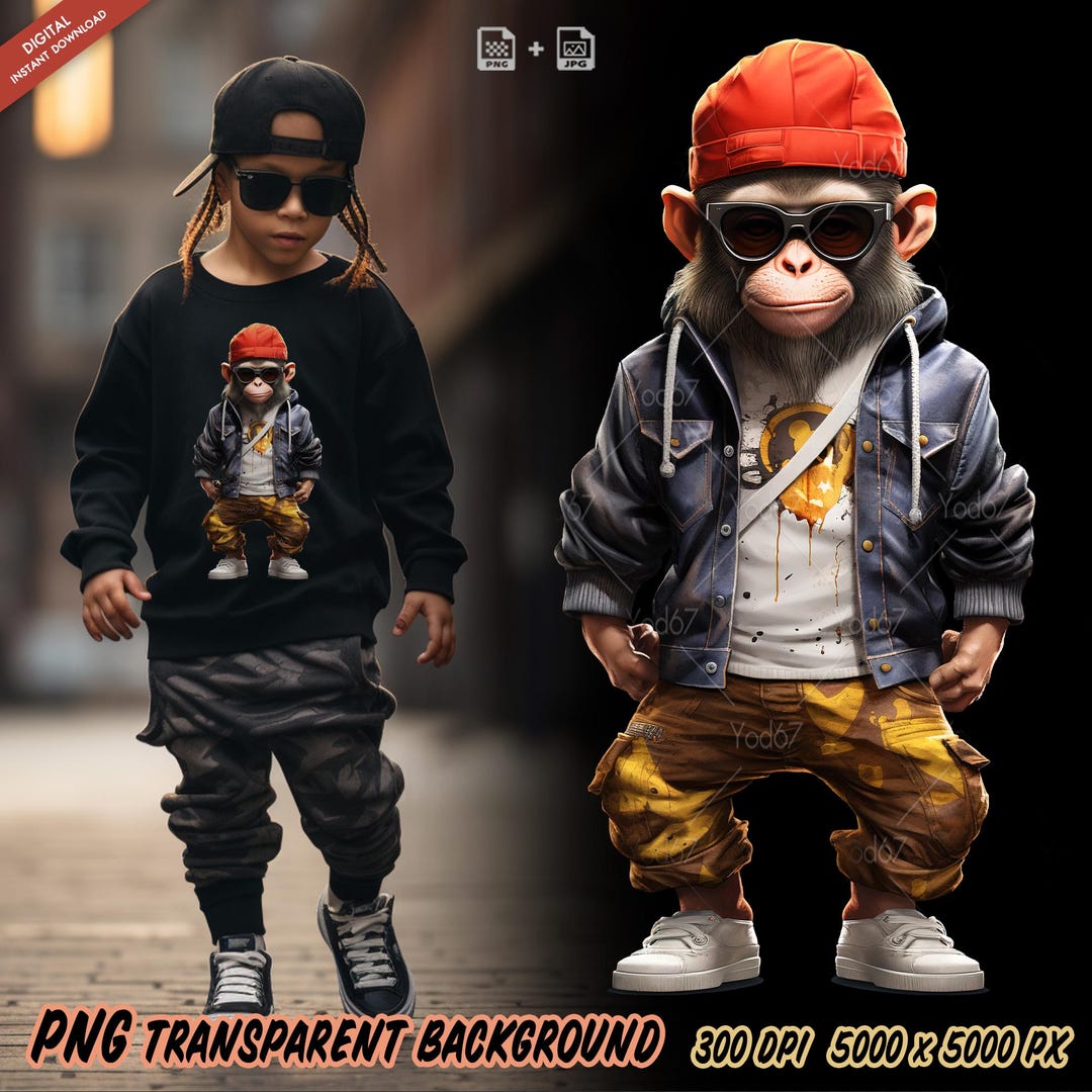 Cool Monkey Png for Sublimation Printing. Monkey Wearing Glasses and a ...