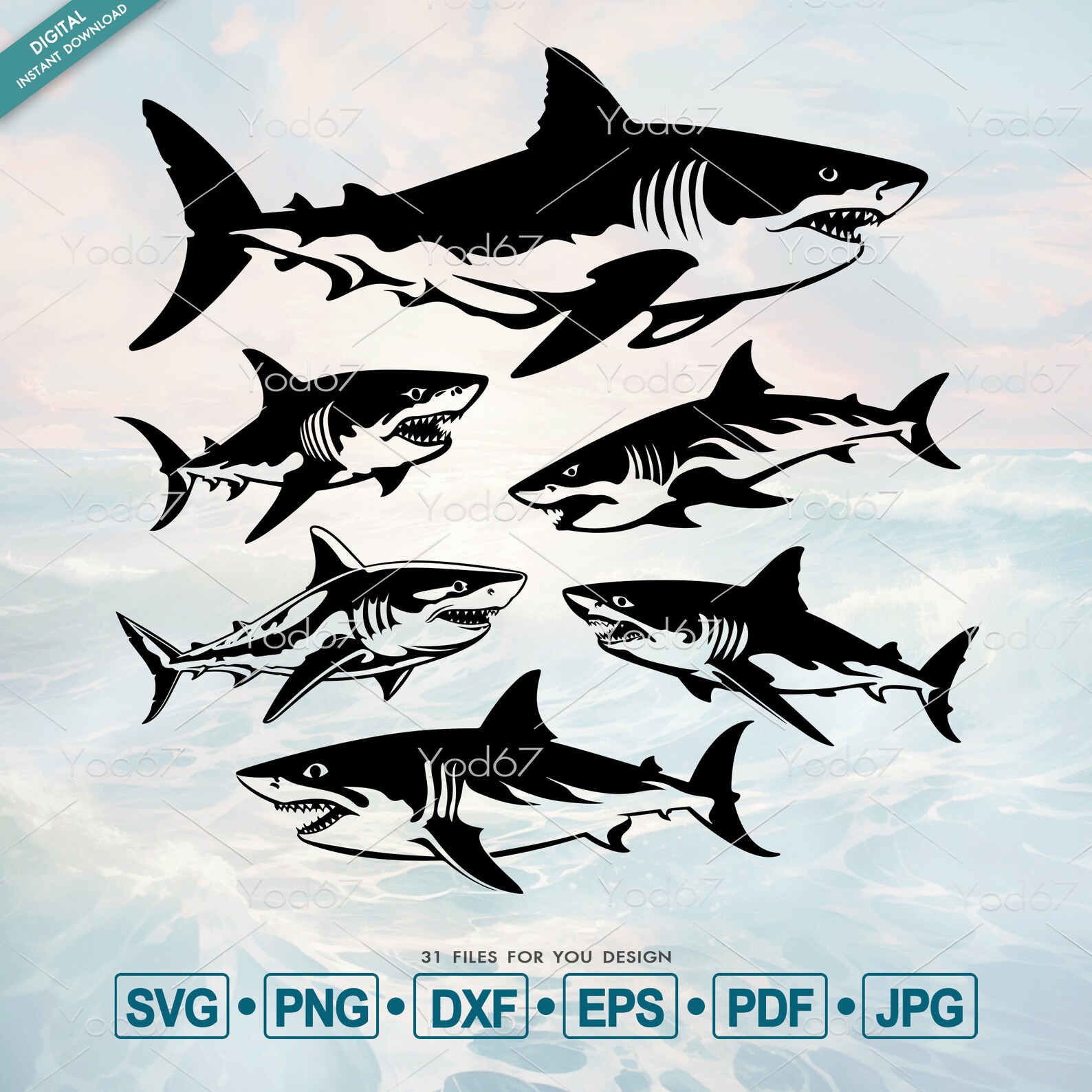 Shark Svg, Shark Laser Engraving Instant Download, SVG, PNG, DXF, Pdf ...