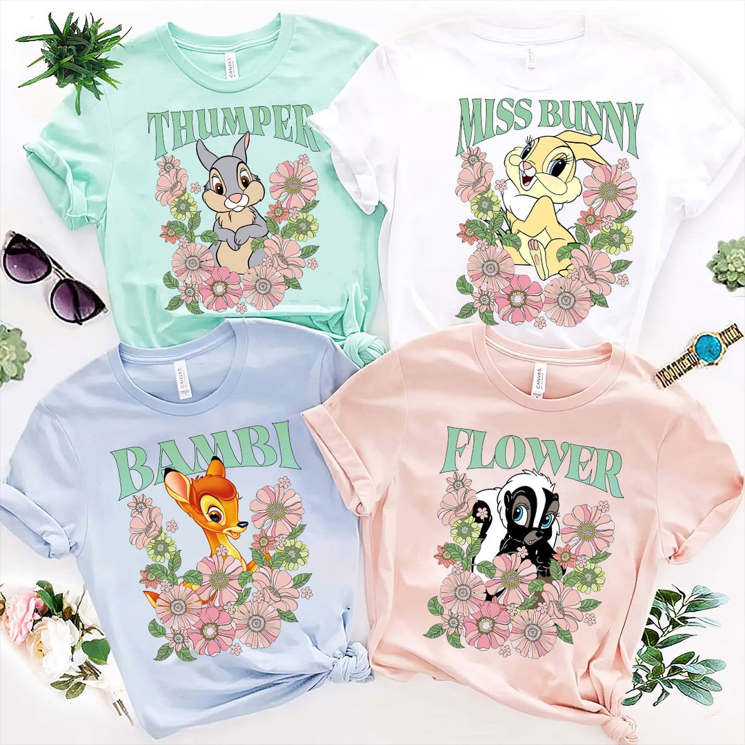 Disney Floral Bambi Flowers Portrait T-shirt, Disney Bambi Thumper ...