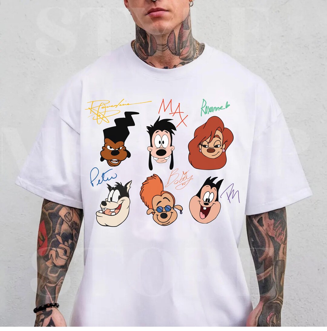 Disney A Goofy Movie Characters Signatures Shirt, Goofy, Max, Roxanne ...
