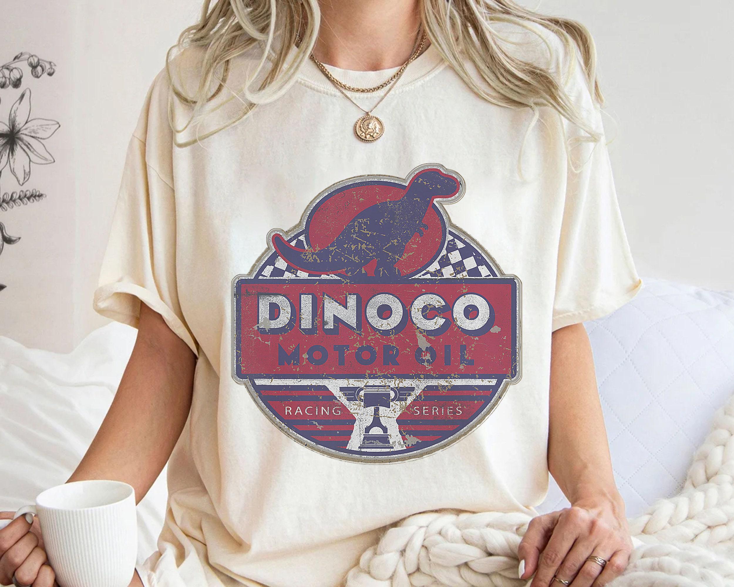 Disney Pixar Cars Dinoco Motor Oil Faded Sign T-shirt, Magic Kingdom ...