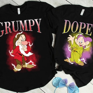 Retro Disney Grumpy and Dopey Dwarf 90s Portrait T-shirt, Family Group ...