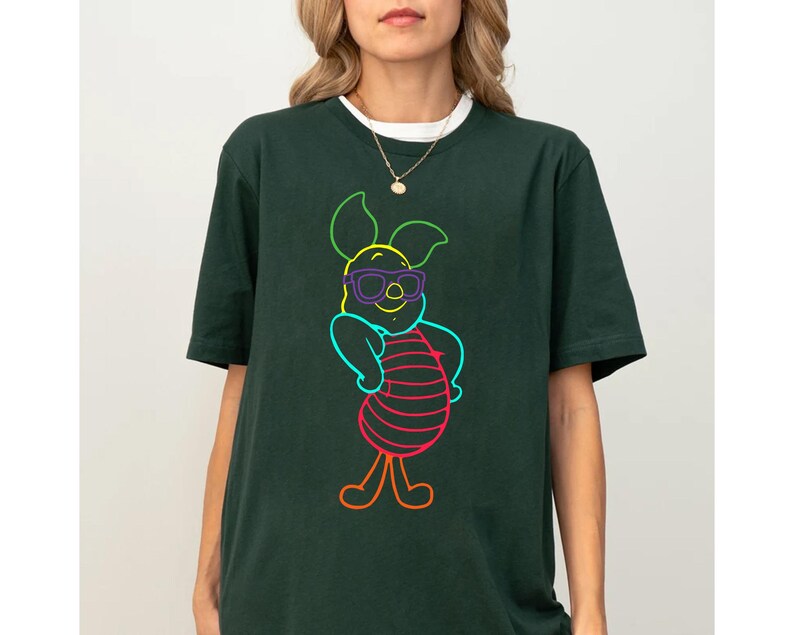 Disney Neon Winnie the Pooh Characters Shirt, Pooh Eeyore Tigger Piglet ...