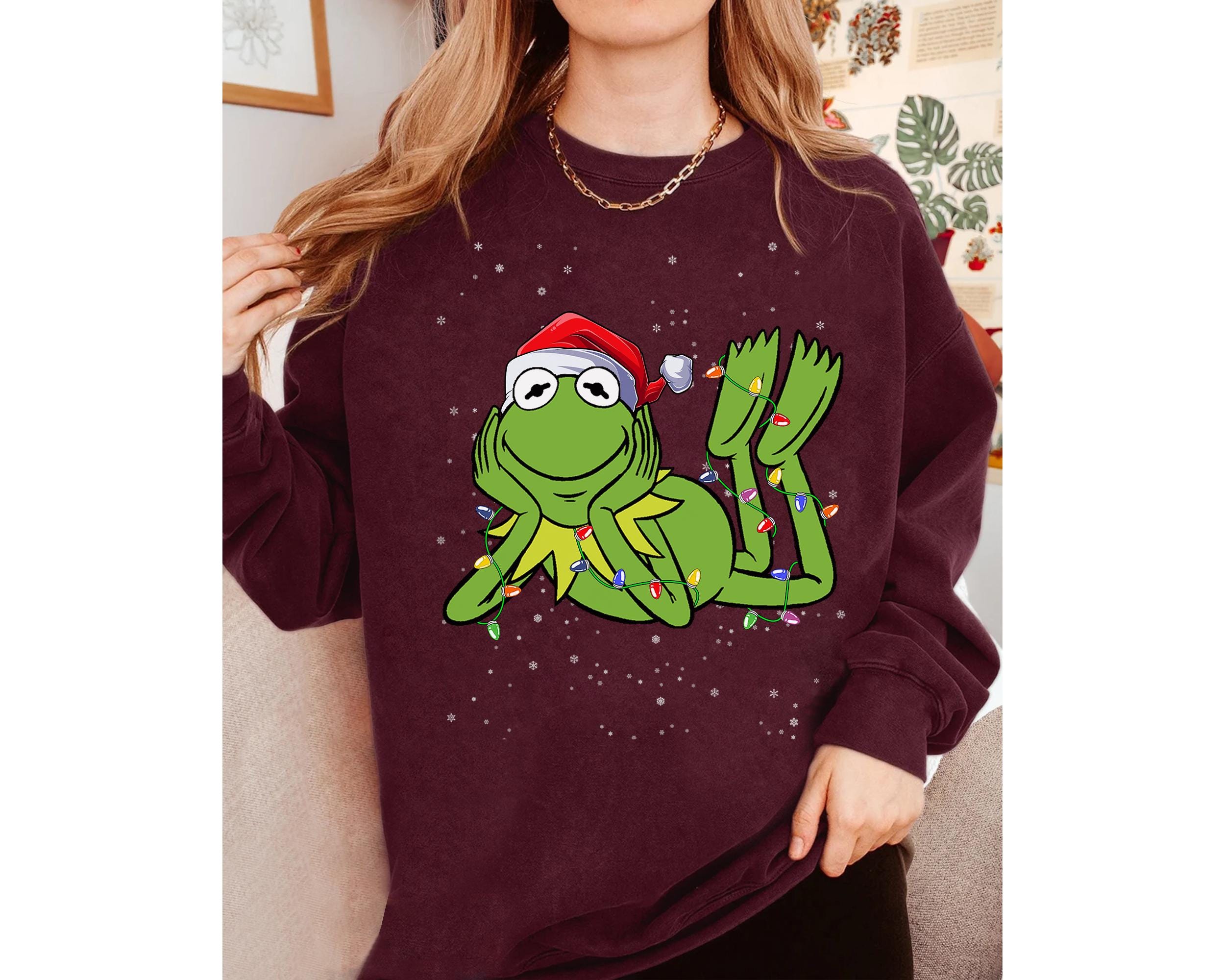 Disney Muppets Holiday the Kermit Frog Christmas Lights T-shirt, Kermit ...