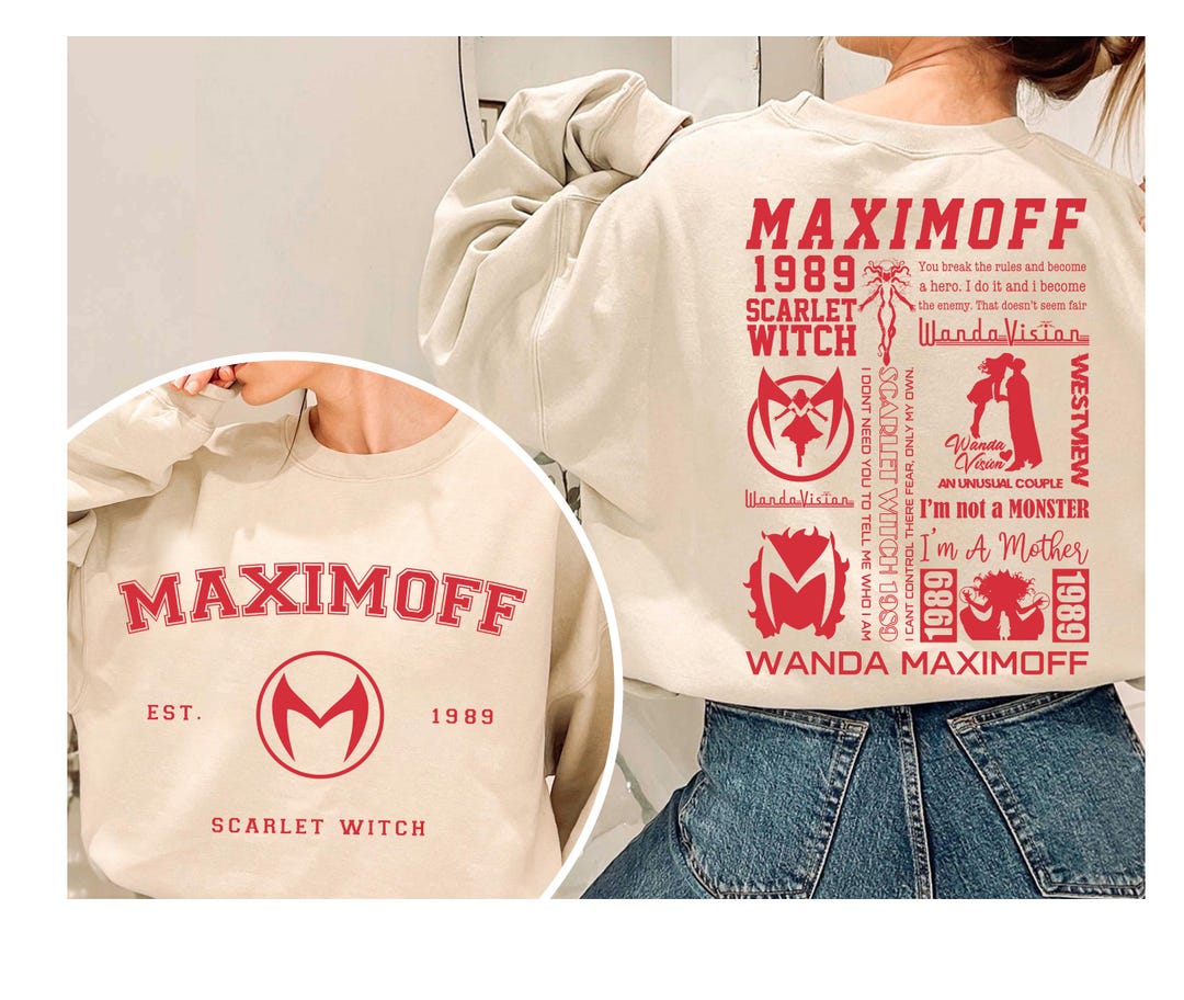 2-sided Retro Wanda Maximoff Shirt, Maximoff 1989 Shirt, Scarlet Witch ...