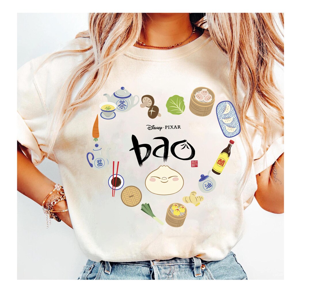 Disney Pixar Bao Heart Shaped Graphic T-shirt, Cute Bao Face Shirt, Bao ...