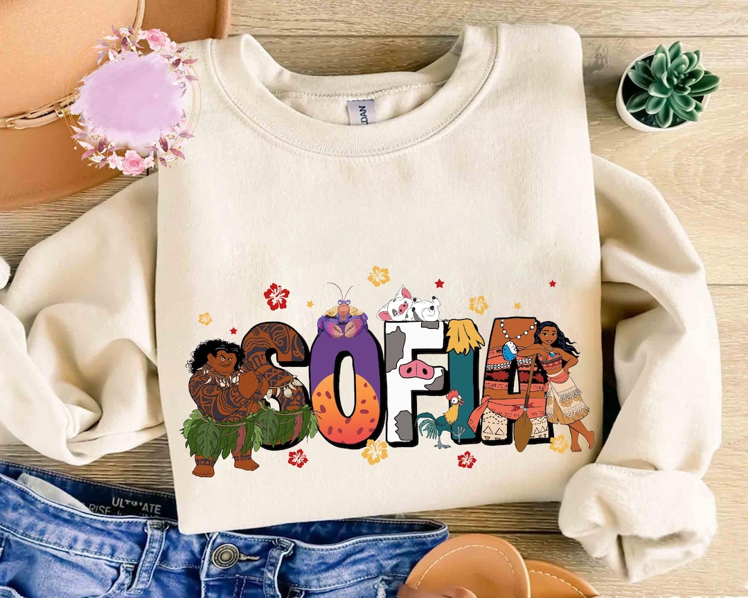Custom Name Moana Characters Shirt, Personalized Disney Maui, Hei Hei ...