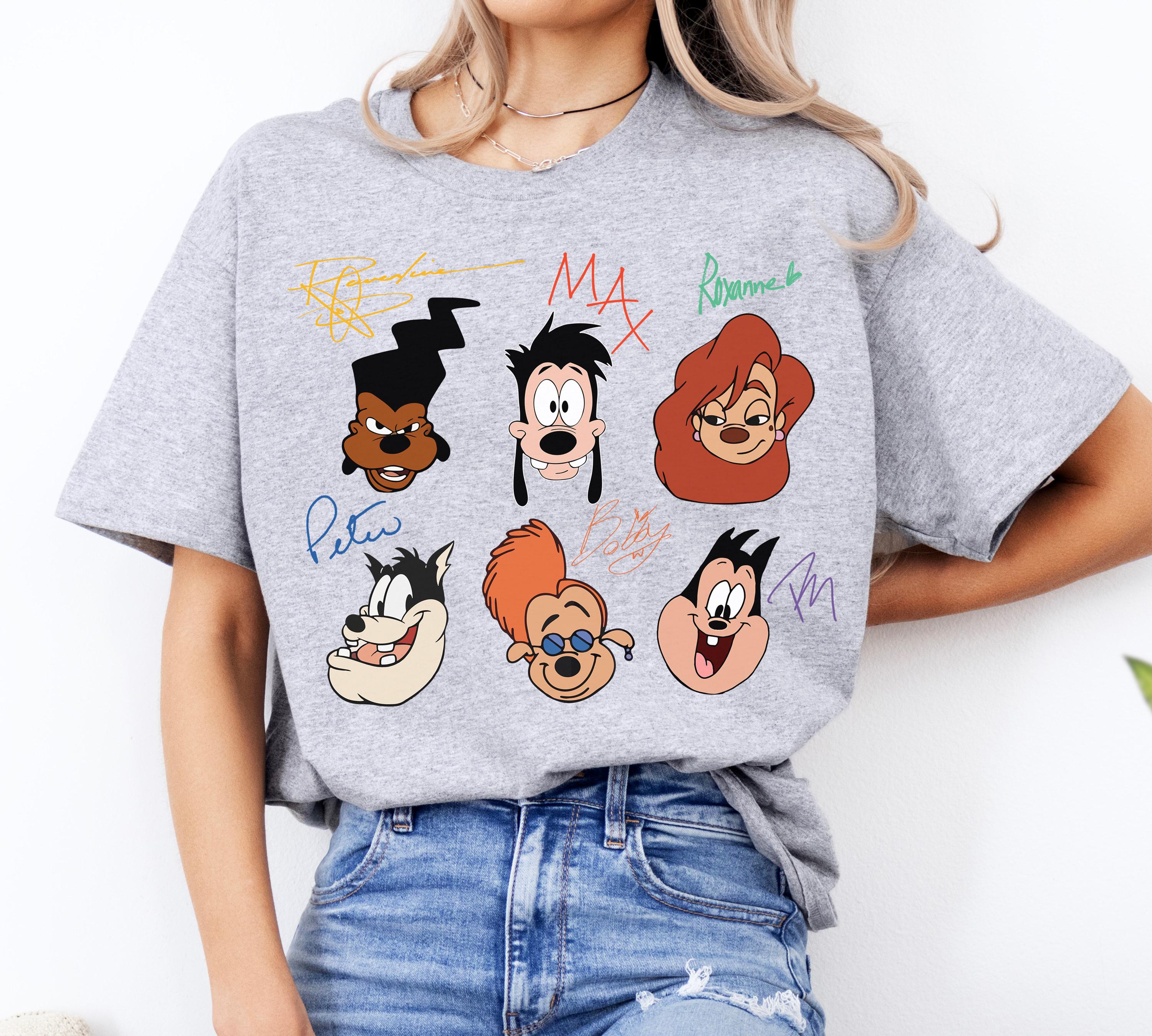 Disney A Goofy Movie Characters Signatures Shirt, Goofy, Max, Roxanne ...
