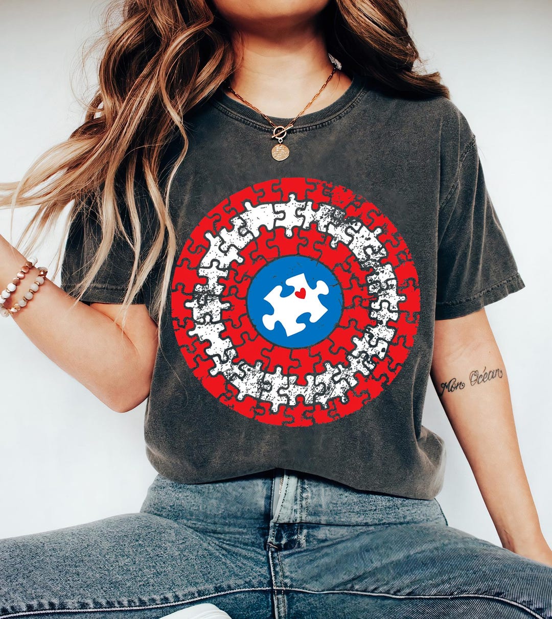 Marvel Captain Autism Puzzle Superhero Shield Shirt,autism Awareness ...