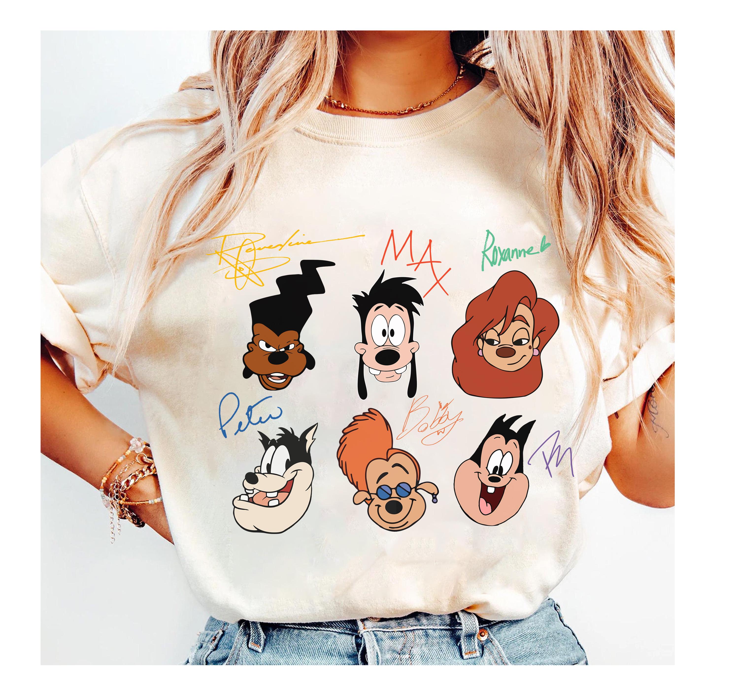Disney A Goofy Movie Characters Signatures Shirt, Goofy, Max, Roxanne ...
