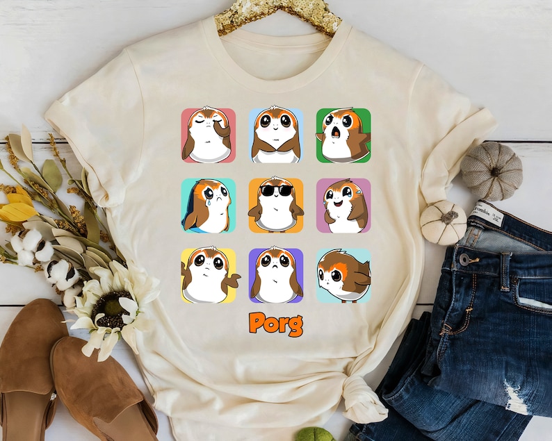 Star Wars Porgs Portrait Graphic T-shirt, Cute Porg Emotions Shirt ...