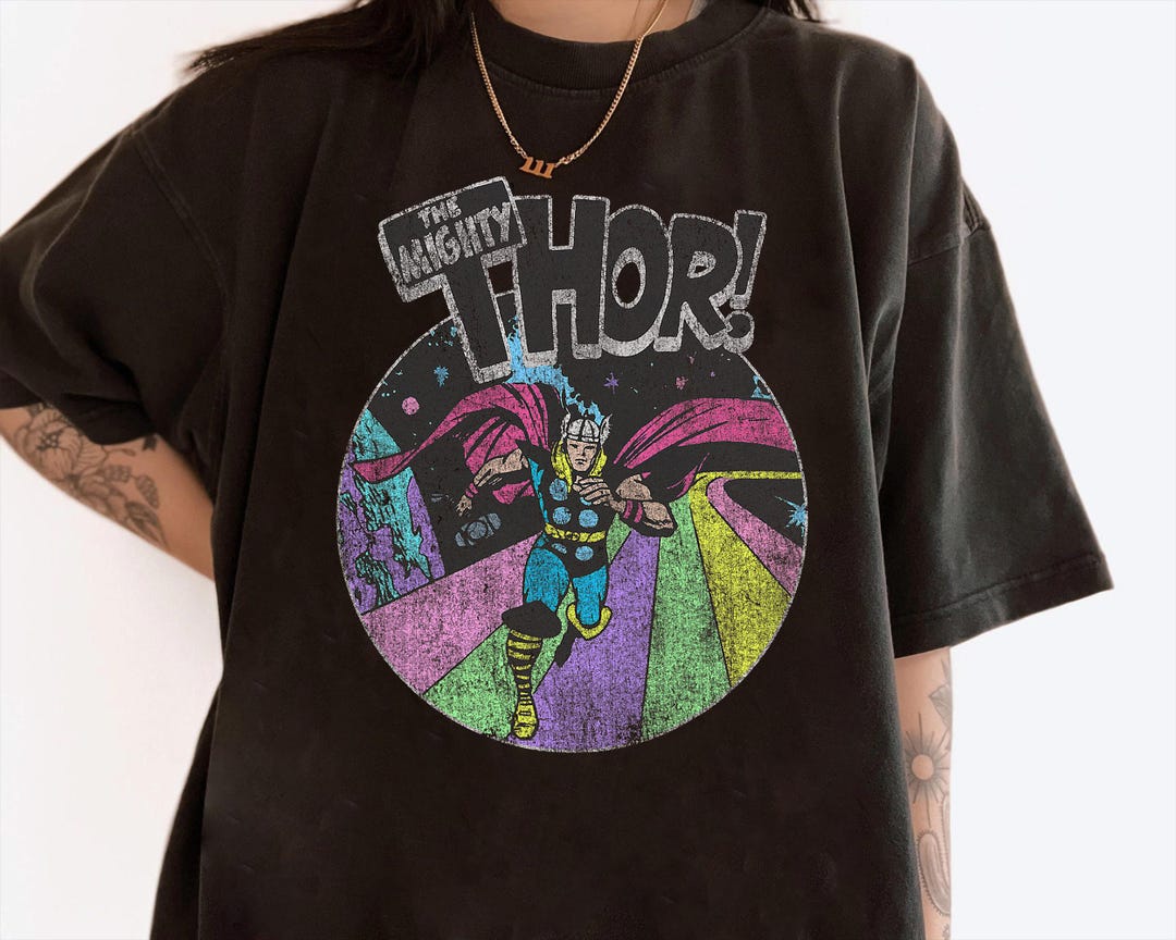 Marvel Avengers the Mighty Thor Distressed Retro Portrait T-shirt ...