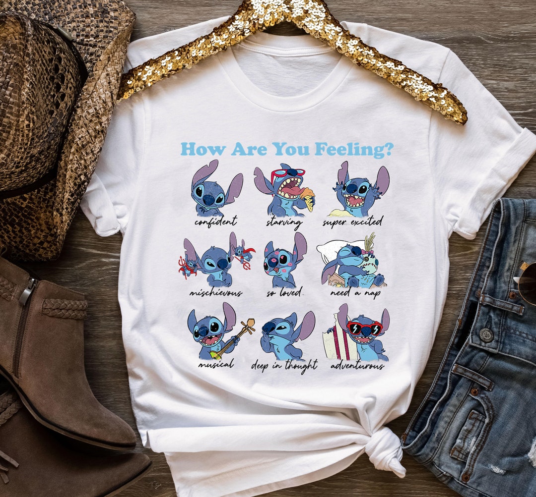 Disney Lilo y Stitch Cute Stitch Emotions Cómo te sientes camiseta ...