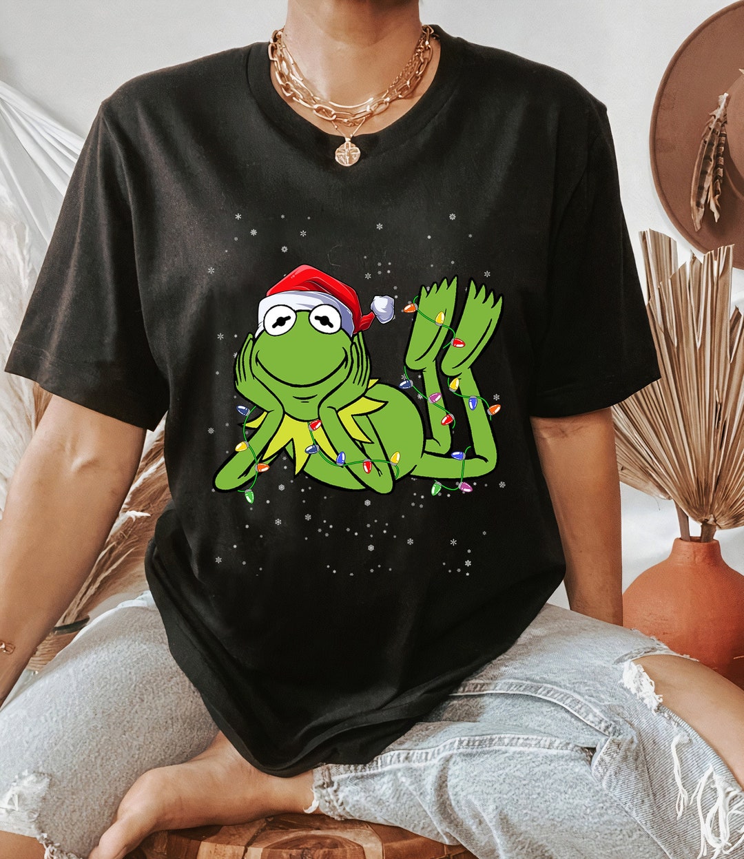 Disney Muppets Holiday the Kermit Frog Christmas Lights T-shirt, Kermit ...