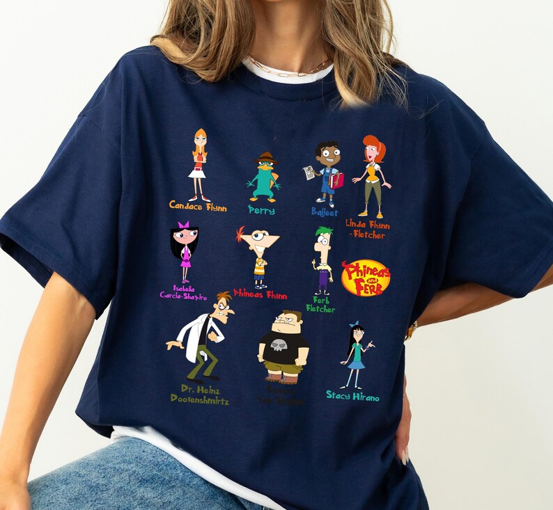 Disney Phineas and Ferb Group Characters Retro 90s T-shirt, Phineas ...