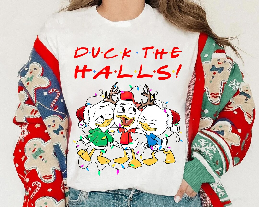 Disney Ducktales Christmas Lights Duck the Halls Shirt, Huey Dewey ...