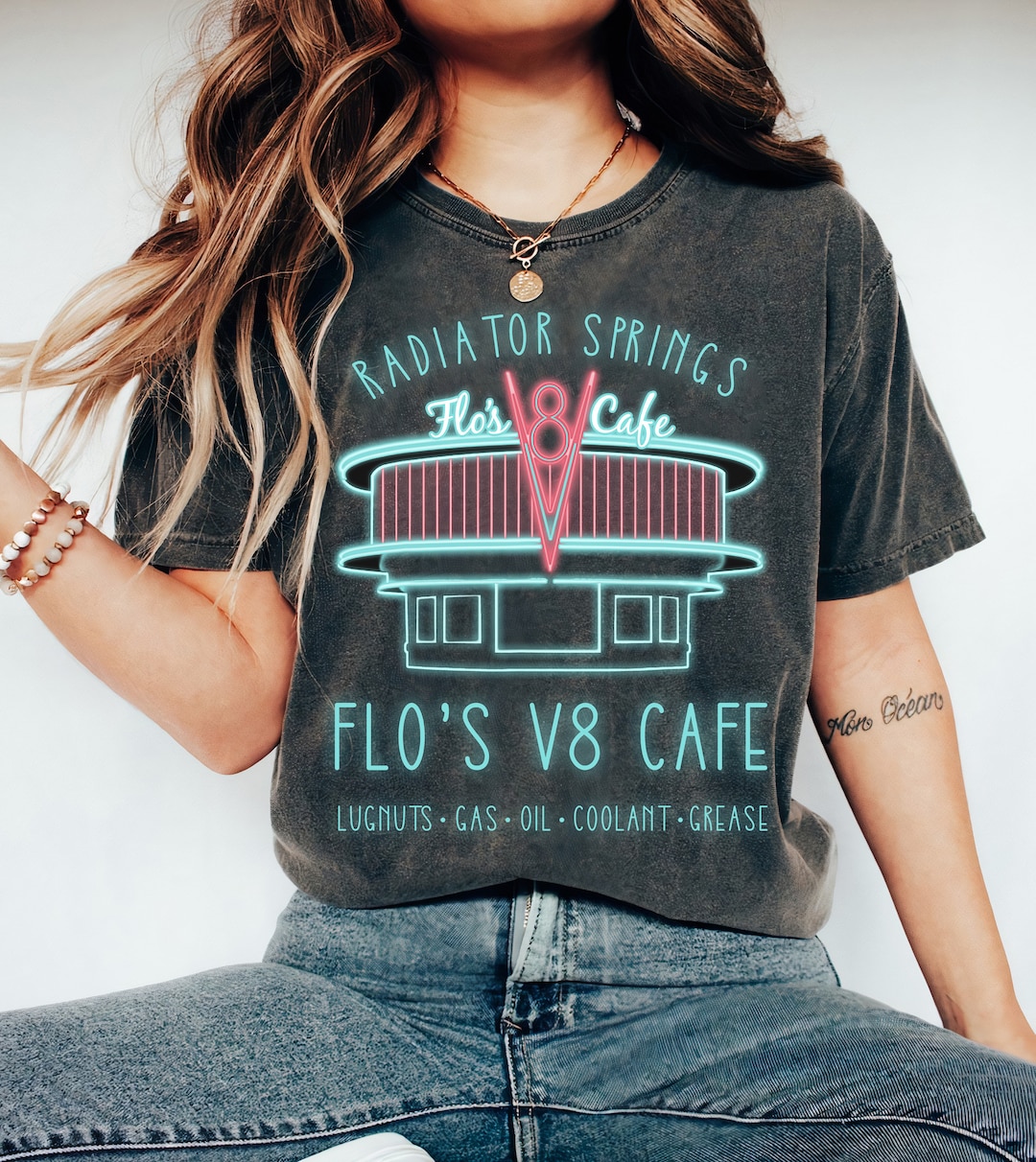 Disney Pixar Cars Flo's V8 Cafe Poster Graphic T-shirt, Disney Cars ...
