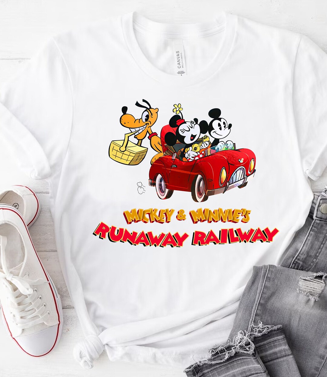 Retro Runaway Railway Mickey Minnie Pluto Chuuby Shirt, Disney Mickey ...
