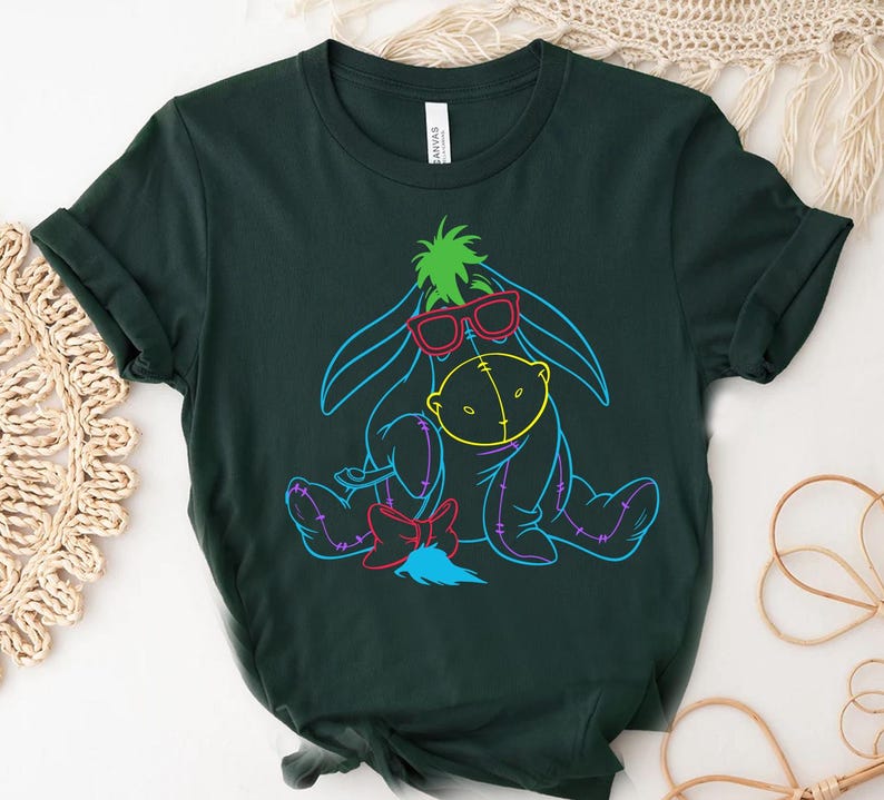 Disney Neon Winnie the Pooh Characters Shirt, Pooh Eeyore Tigger Piglet ...