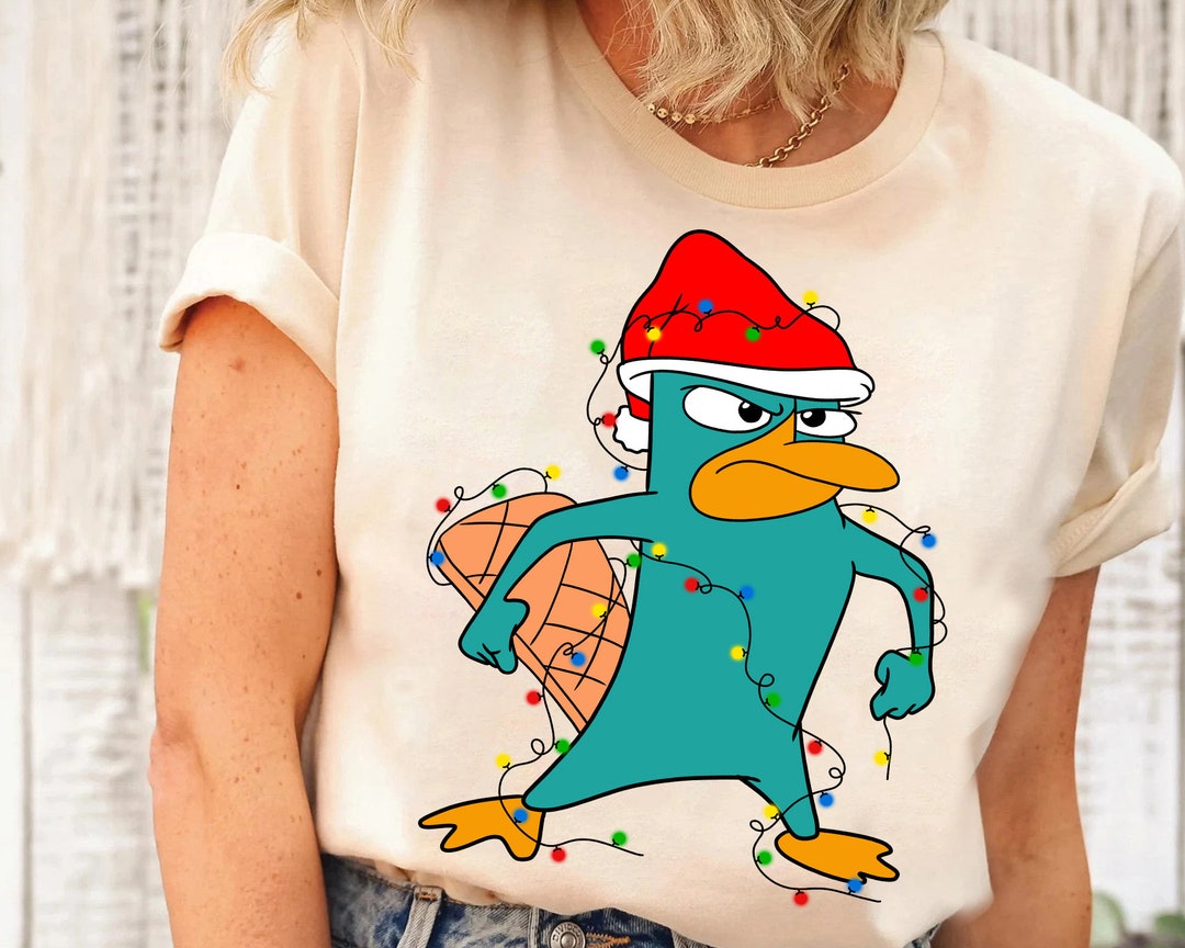 Funny Santa Perry the Platypus Christmas Lights T-shirt, Disney Phineas ...