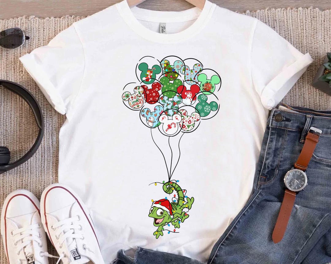 Disney Tangled Pascal Christmas Lights Mickey Balloon T-shirt, Disney ...