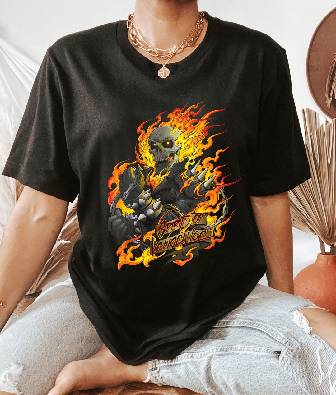 Marvel Ghost Rider Spirit of Vengeance Flaming Skull T-shirt, Marvel ...