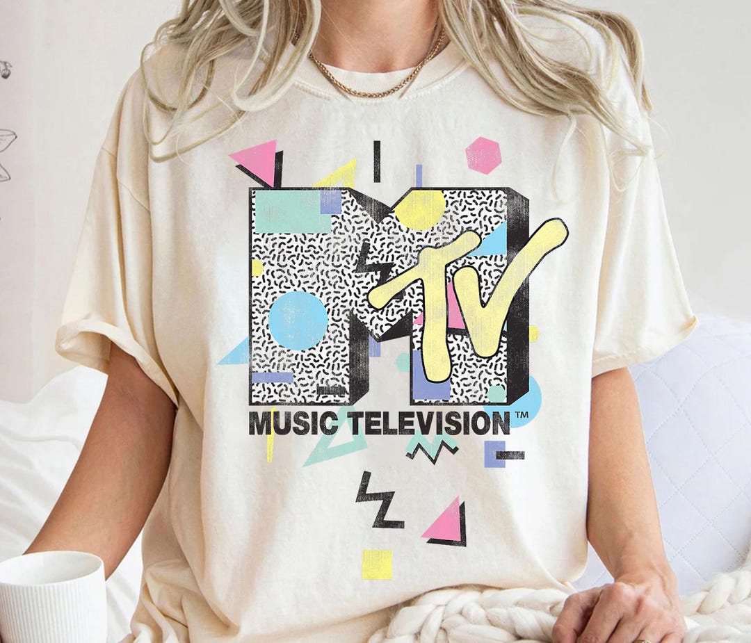 Music Television MTV Retro 90's Shape Design Logo Graphic Shirt ...