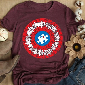 Marvel Captain Autism Puzzle Superhero Shield Shirt,autism Awareness ...