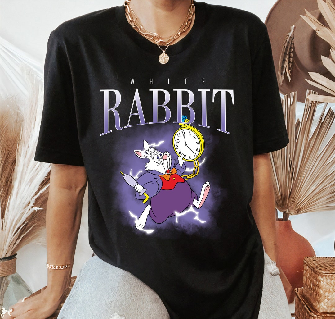 Retro Disney White Rabbit 90s Portrait T-shirt, Alice in Wonderland ...