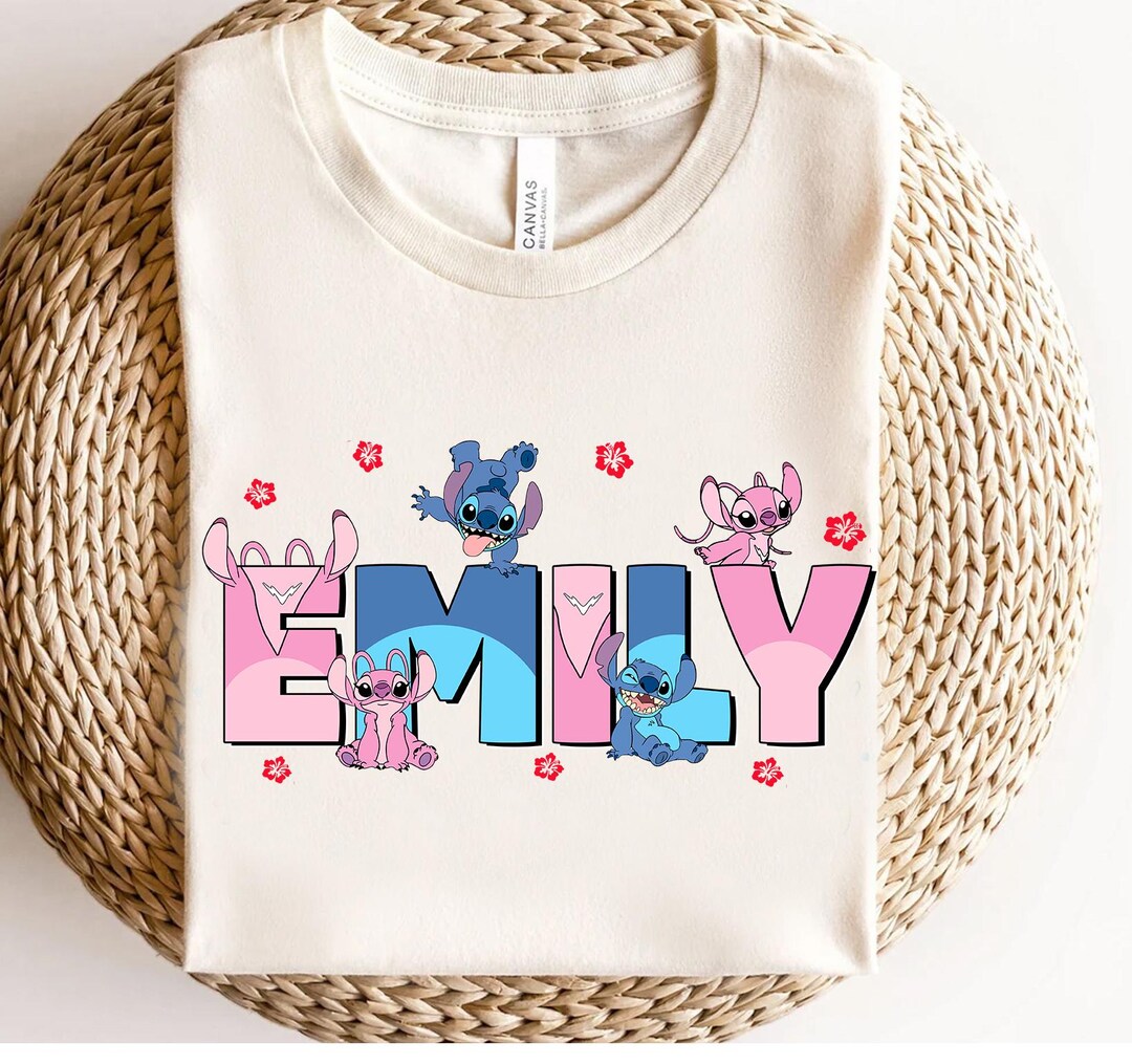 Custom Name Stitch and Angel Shirt, Lilo and Stitch Custom Girl Boy ...