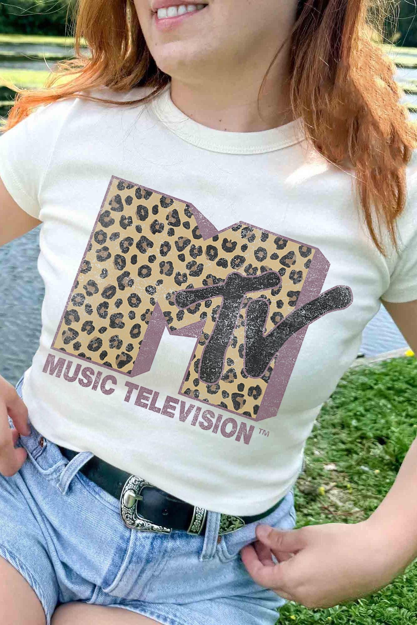 MTV Classic Leopard Print Bold Logo Shirt, Music Television MTV Logo ...