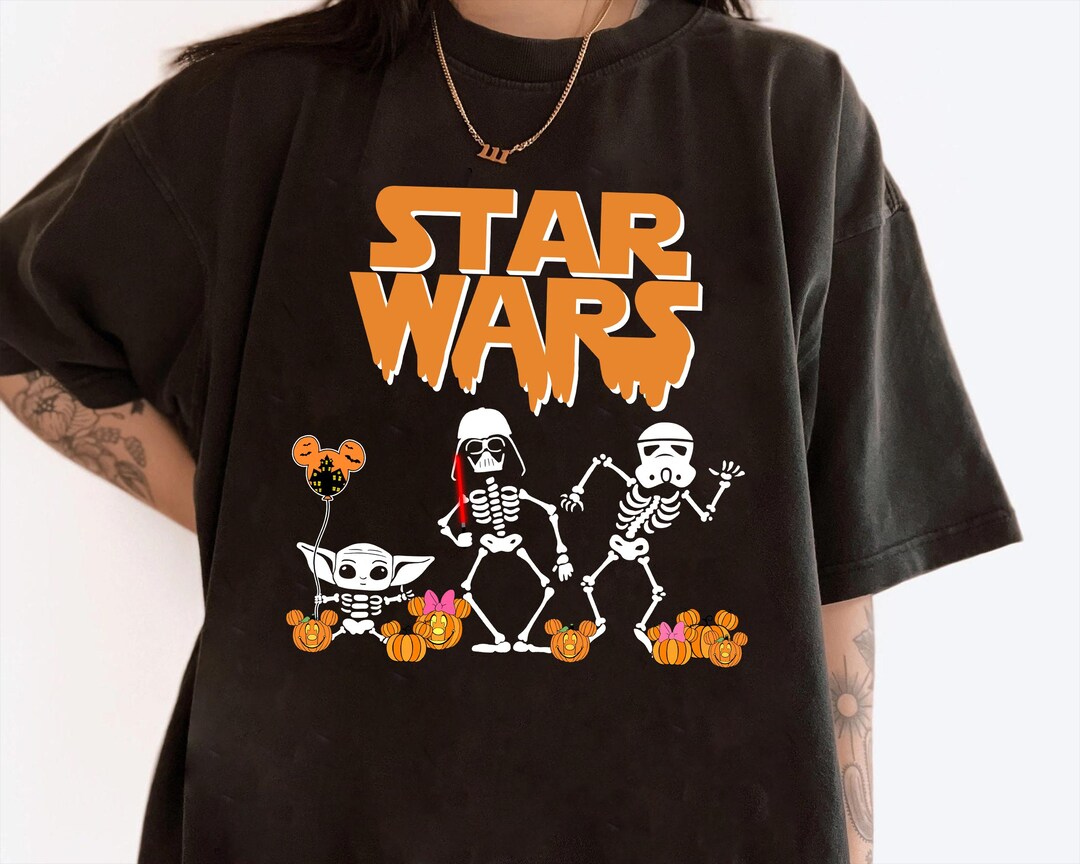 Star Wars Skeleton Halloween T-shirt, Funny Grogu Darth Vader ...