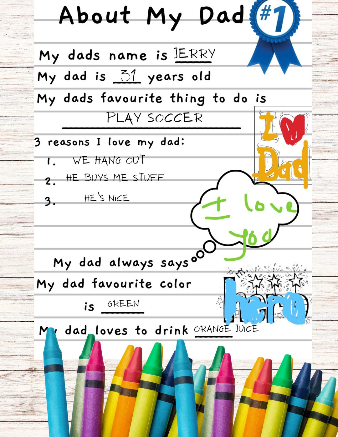 PRINTABLE Father’s Day Fill in the Blank Card - Etsy