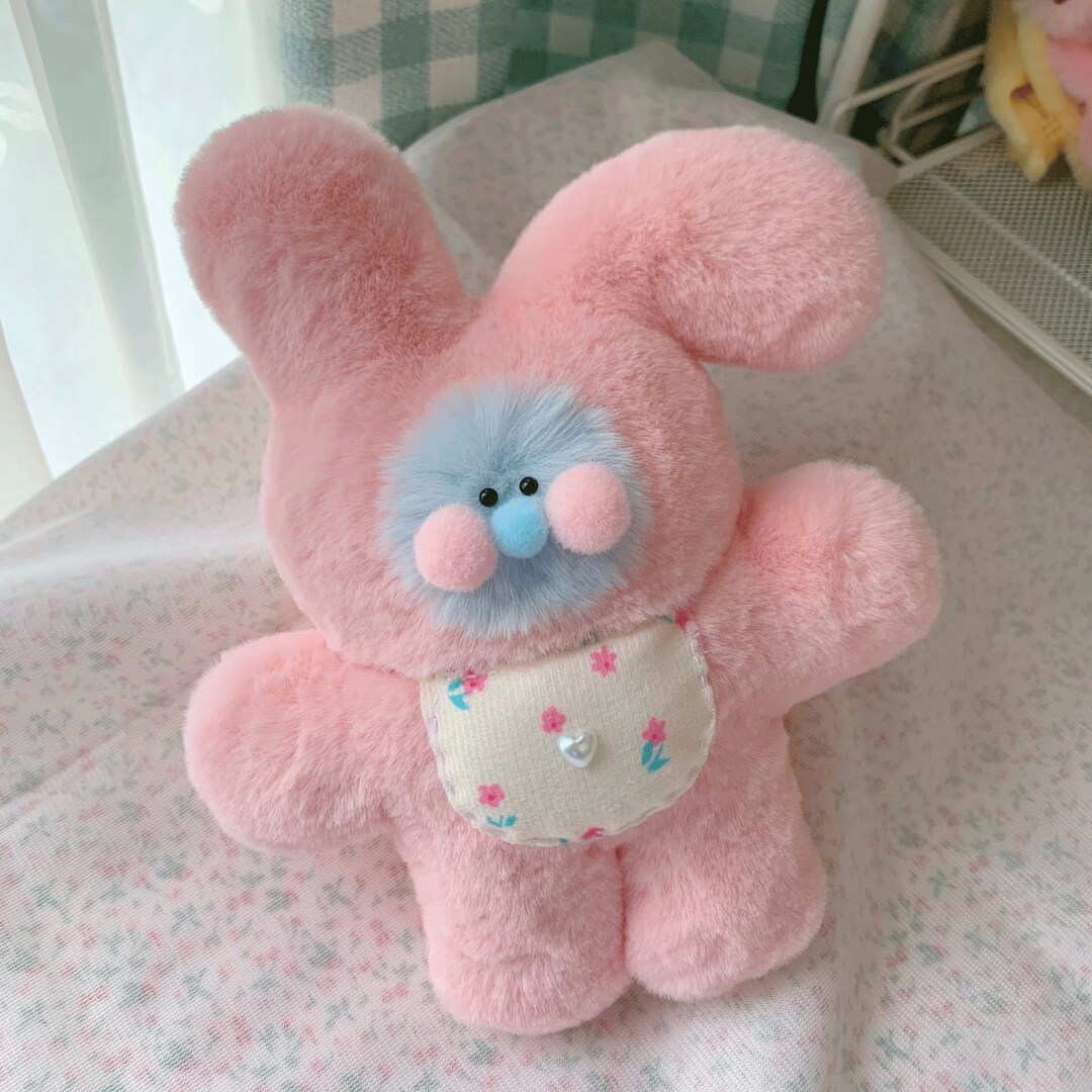 Handmade Funny Rabbit Plush Doll Kawaii Pink Rabbit Plush - Etsy