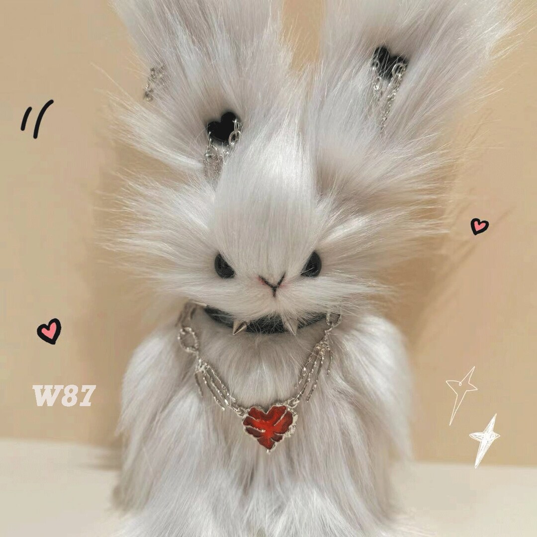Punk Rabbit Plush Toys Handmade,art Dolls, Cute Home Decor, Birthday ...