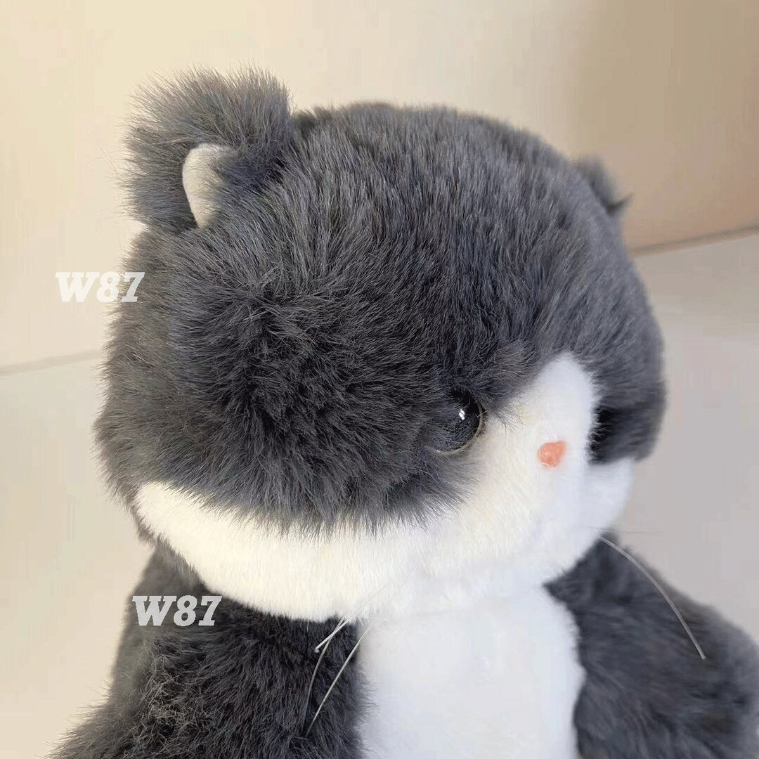 Handmade Grey White Cat Cat Plush, Kawaii Plush Toys, Birthday Gifts ...