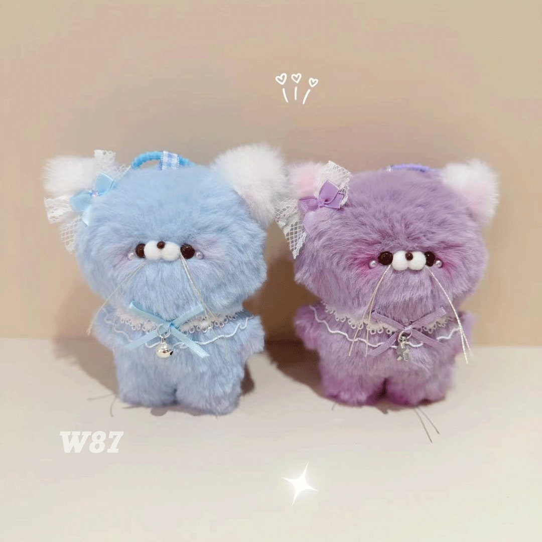 Handmade Plush Toy Winged Cat, Blue and Purple Kawaii Cat Plush Toys ...