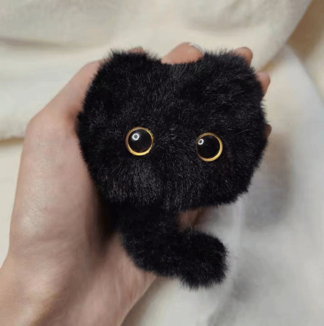 Handmade Plush Pendant, Plush Black Cat Toy, Stuffed Plush Pendant ...