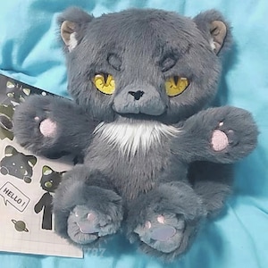 Handmade Cute Grey Cat Plush Doll Kawaii Kitty Plush Toys - Etsy