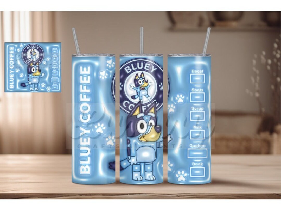 20oz Bluey 3D Puff STRAIGHT Vinyl Tumbler Wrap - Etsy