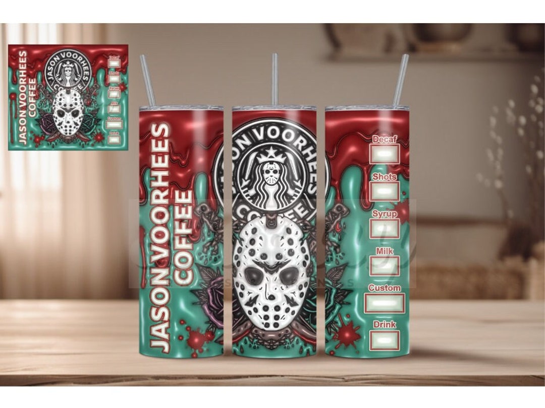 20oz Jason Head 3D Puff STRAIGHT Vinyl Tumbler Wrap - Etsy