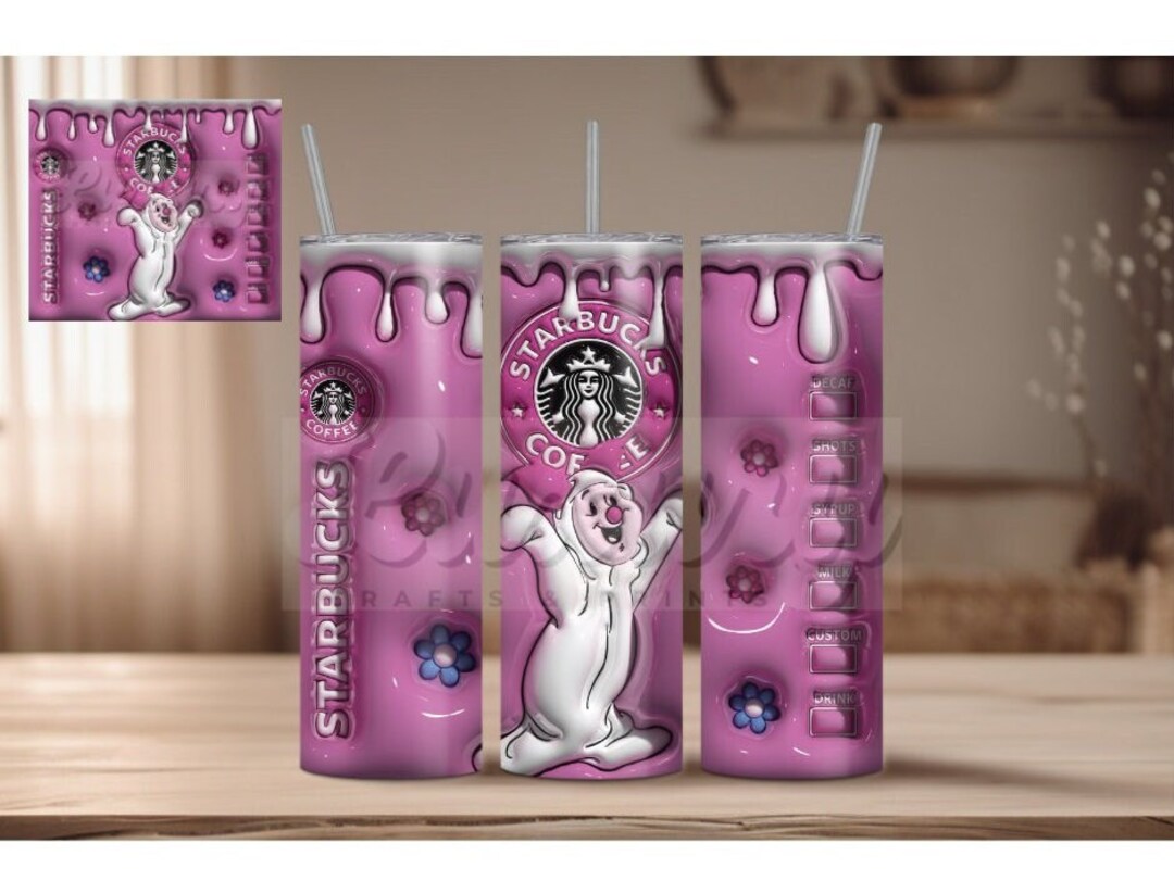 20oz Pink Pig Ghost 3D Puff STRAIGHT Vinyl Tumbler Wrap - Etsy