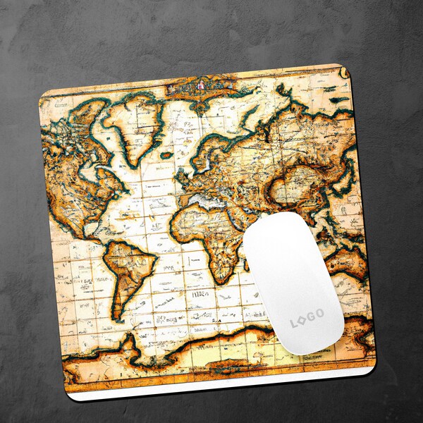 Antique World Map Mouse Pad - Etsy