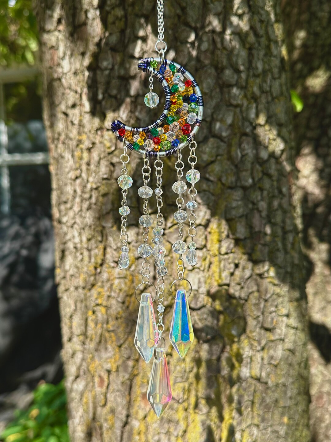 Beaded Moon Suncatcher - Etsy