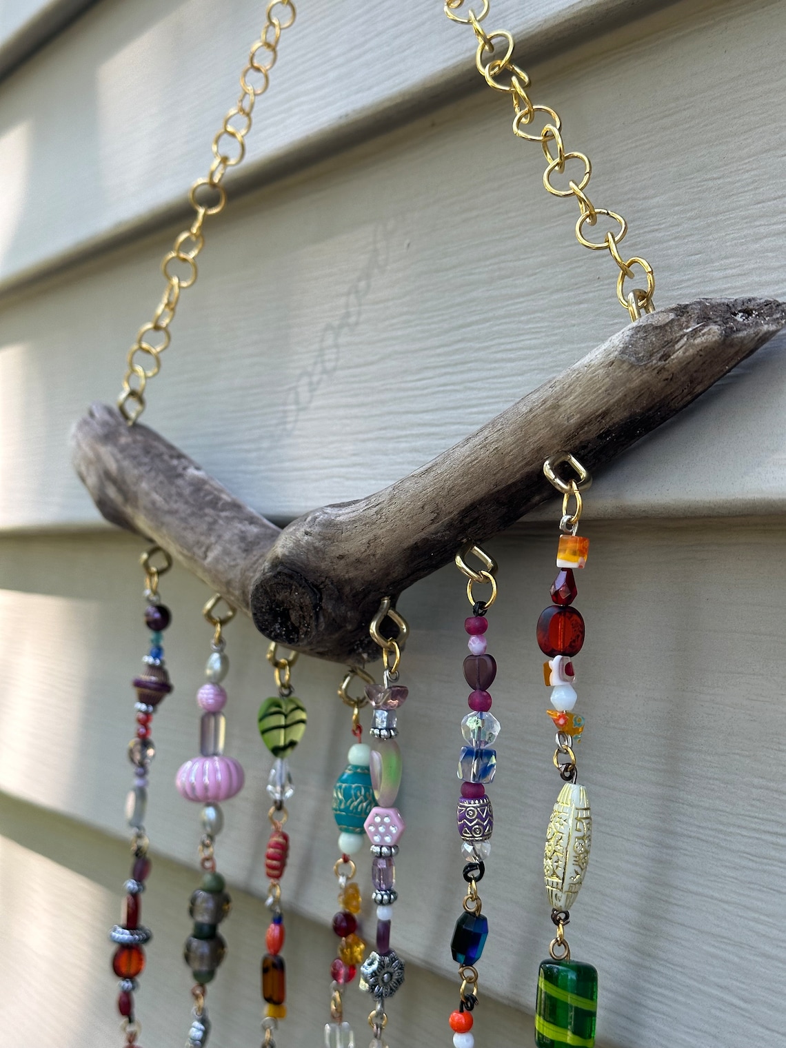 Driftwood Beaded Wall Art | Boho Beaded Wall Decor | Driftwood Sun ...