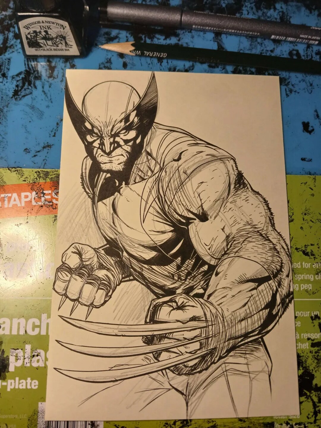 Wolverine Original Comic Art Card Mini Illustration Signed COA Included ...