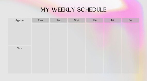 Weekly Schedule Weekly Planner Productivity Planner - Etsy