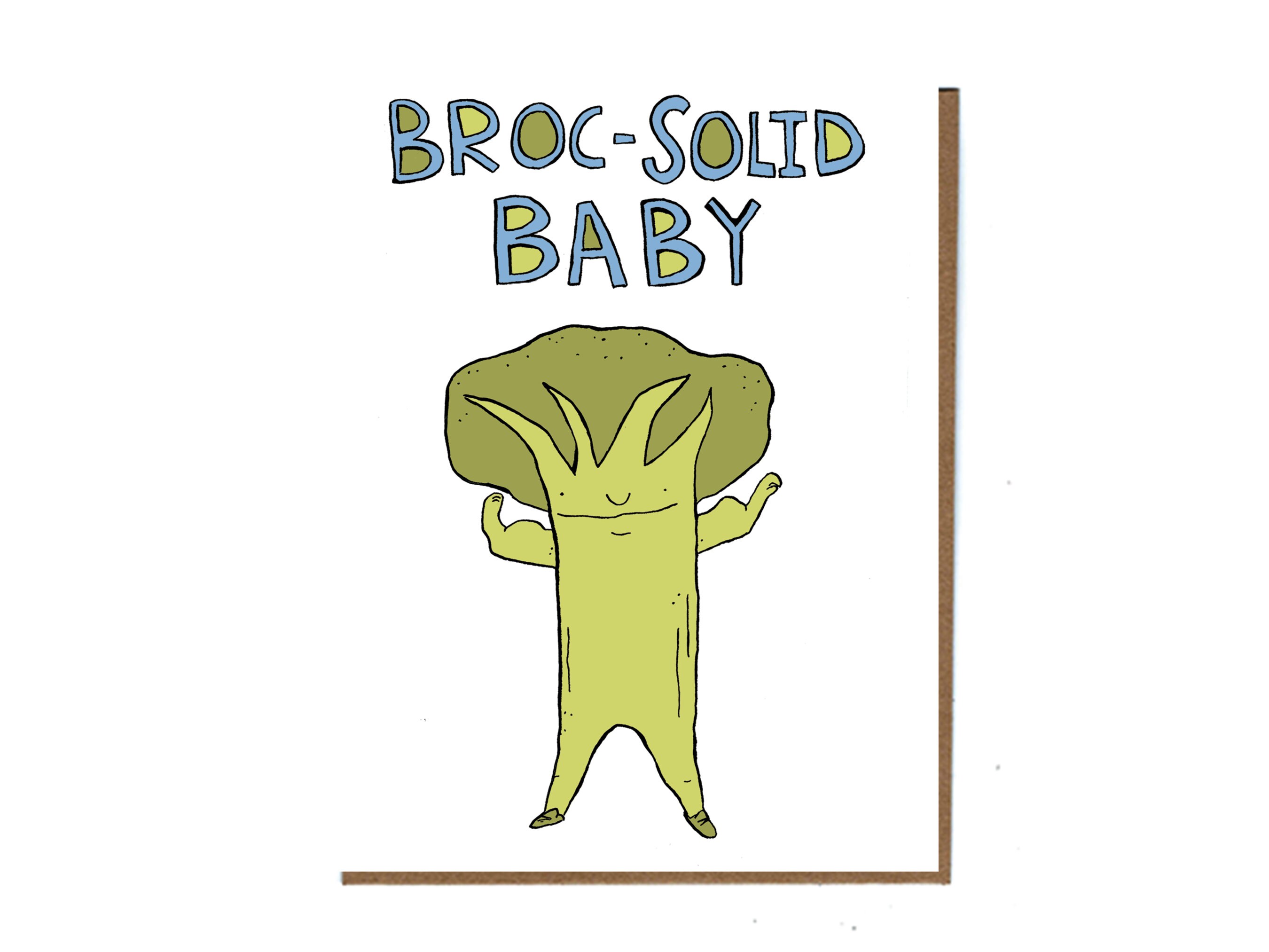 Funny Broccoli Pun Card, Silly Just Because Card, Broc-solid Baby - Etsy