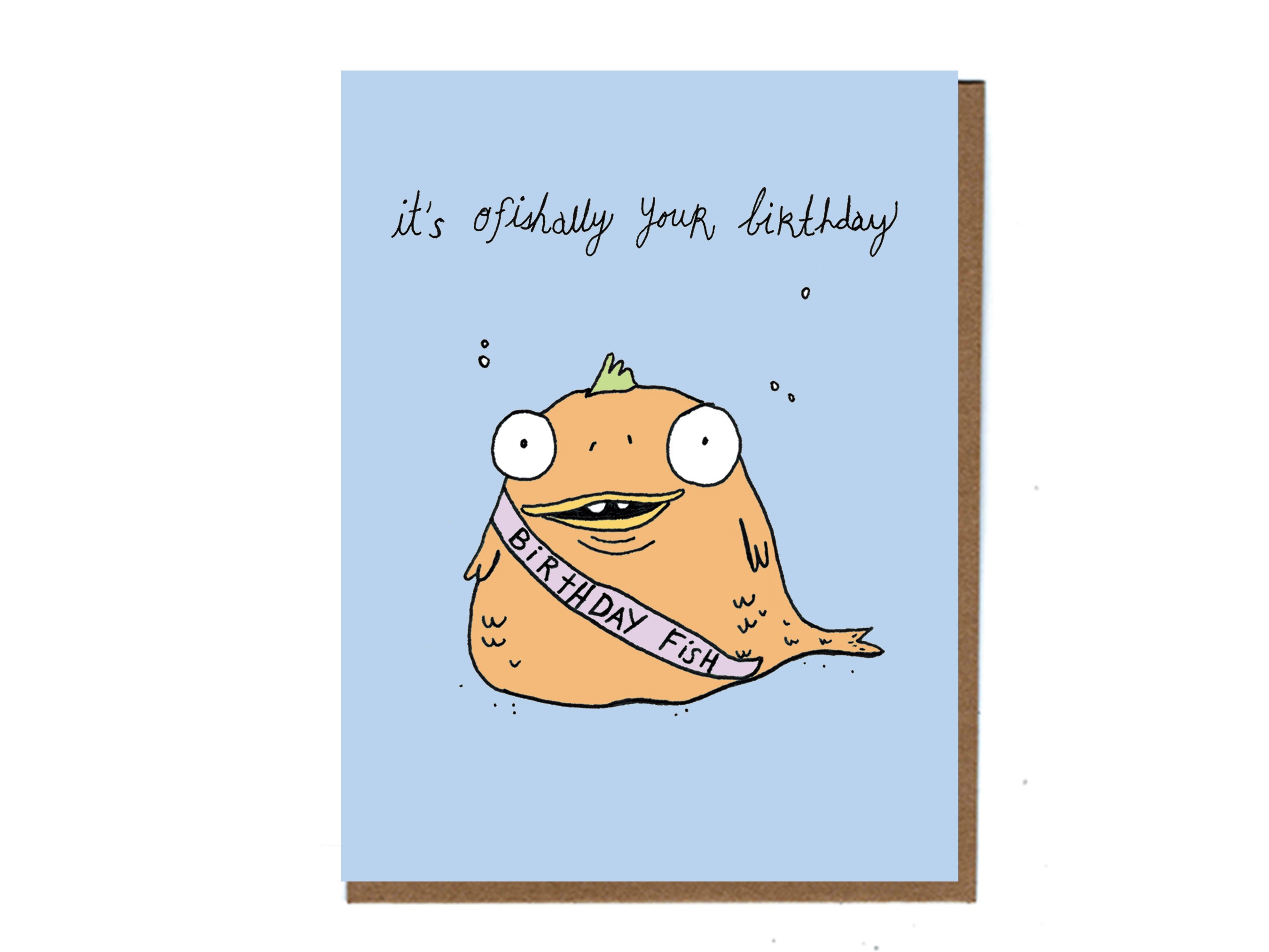 Funny Fish Pun Card, It's Officially Your Birthday - Etsy