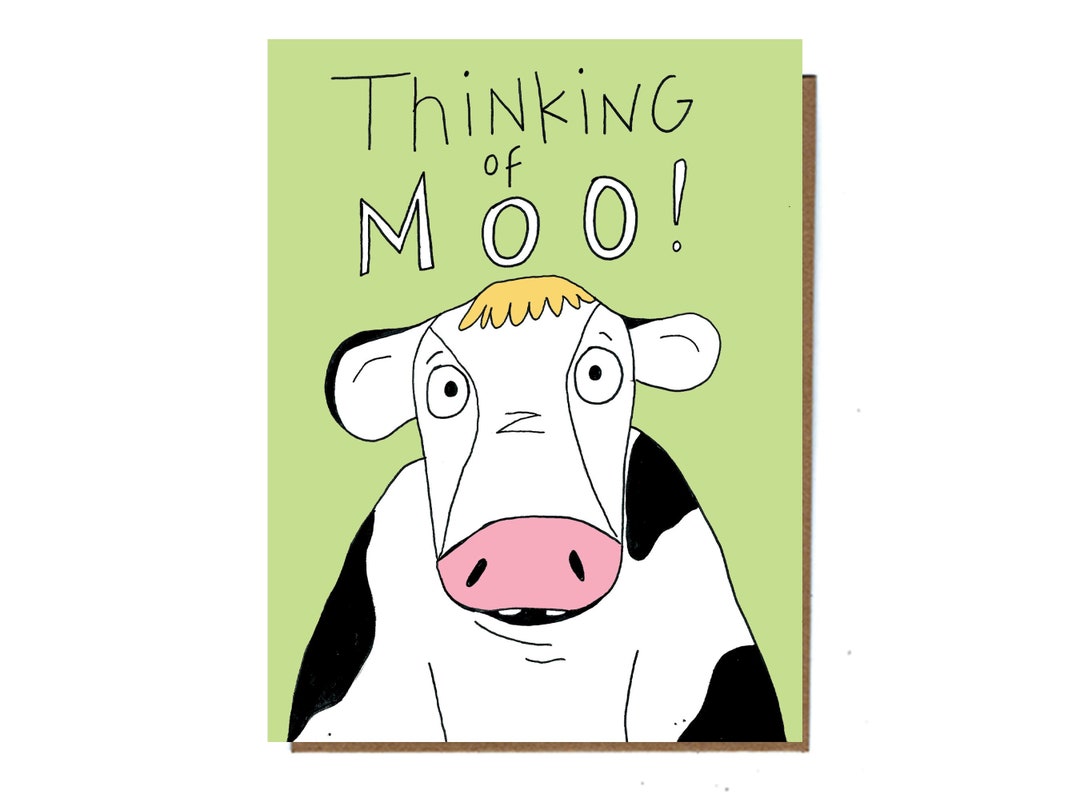 Cute Cow Card, Thinking of You, Just Because Card, for Him, for Her ...